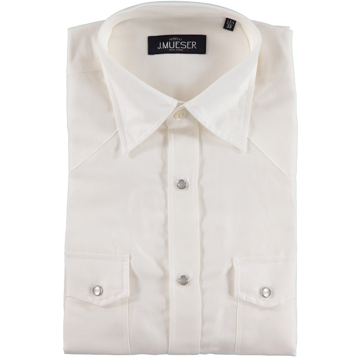 White Cotton Linen Neapolitan Pearl Snap Shirt – JMueser